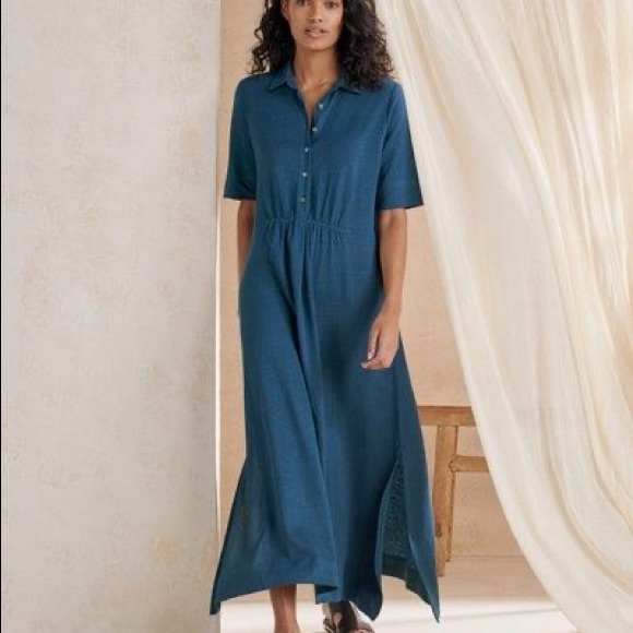 Poetry | Dresses | Poetry Button Collared Linen Cotton Dress | Poshmark